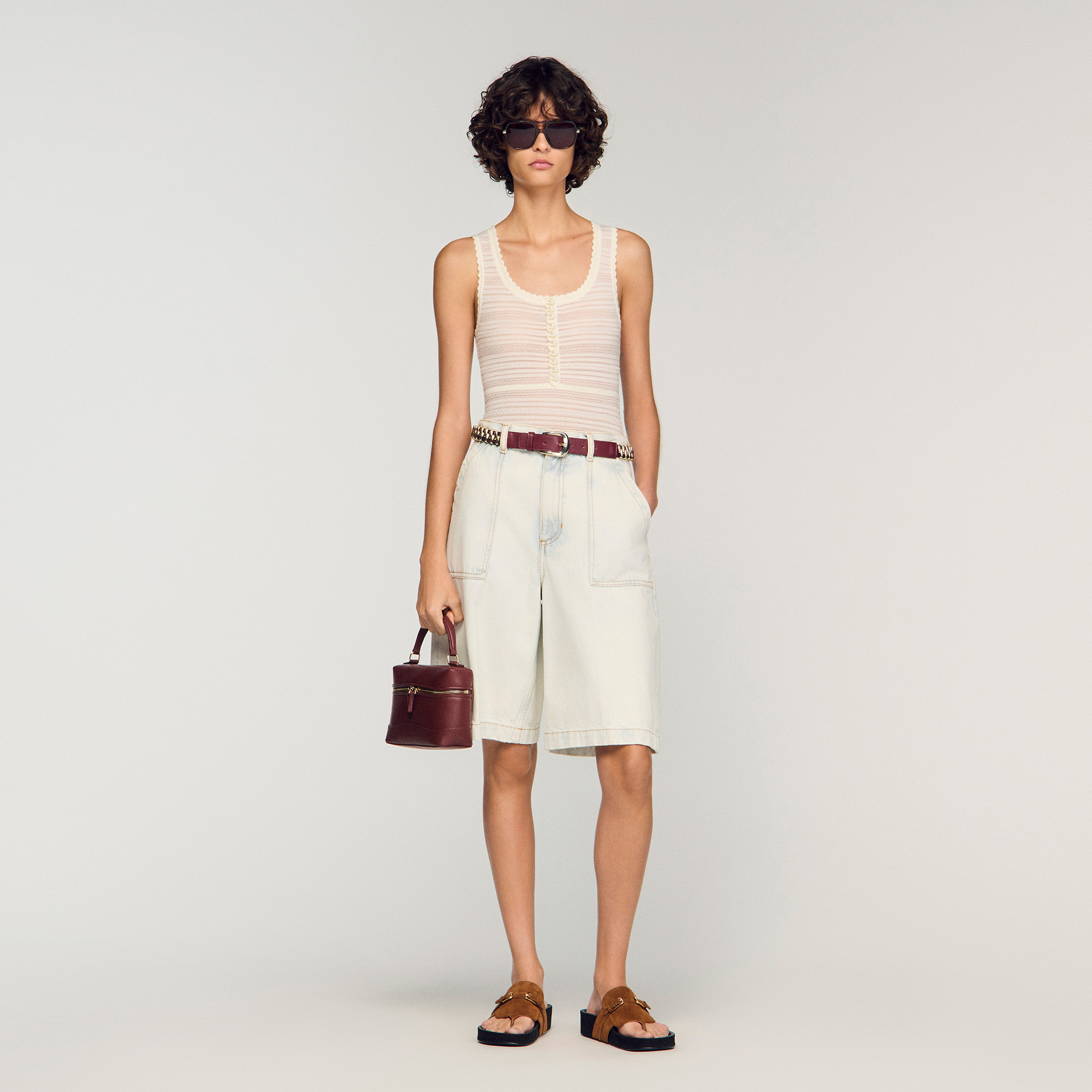 Body in maglia beige da donna | Sandro Paris
