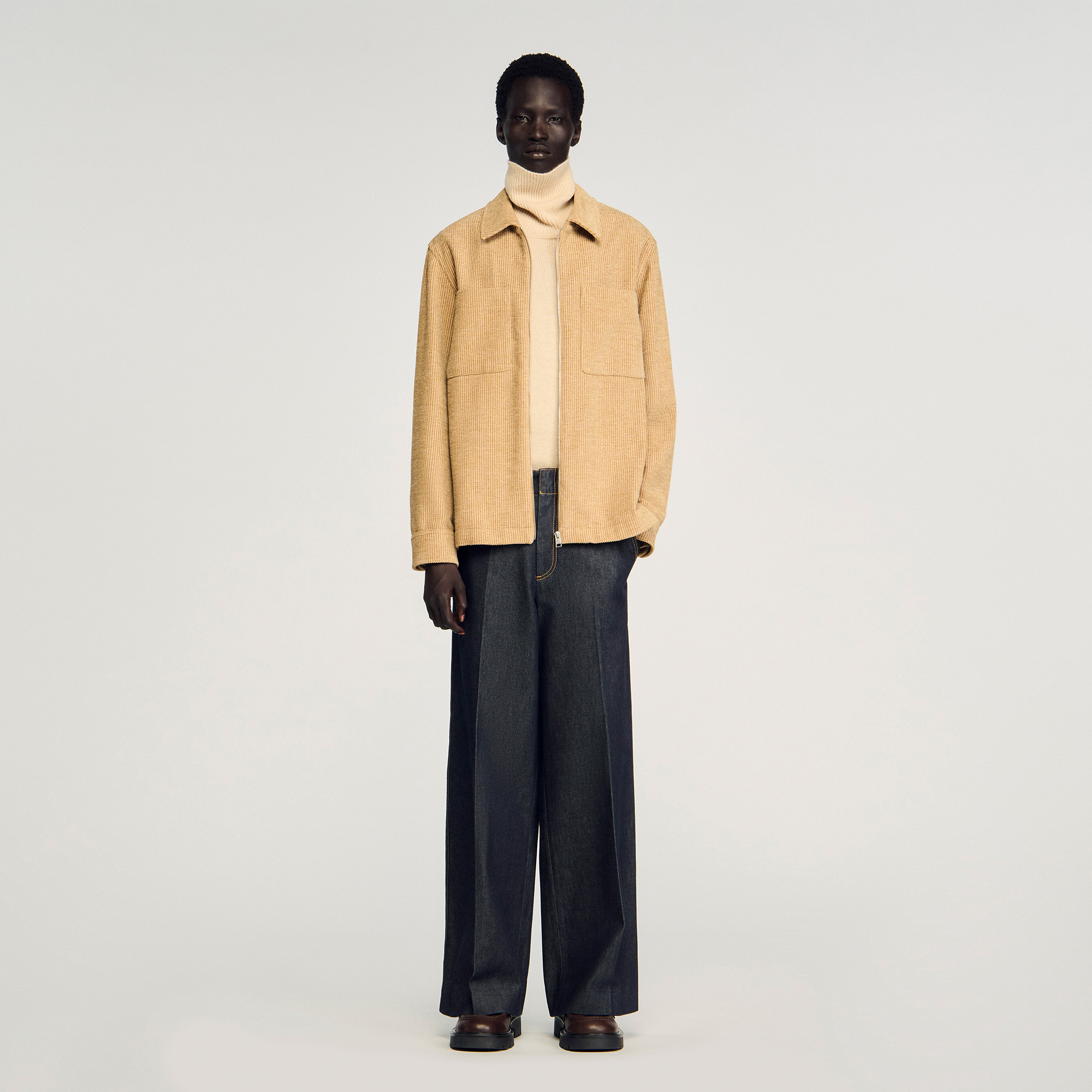 Overshirt in velluto a coste marrone da uomo | Sandro Paris
